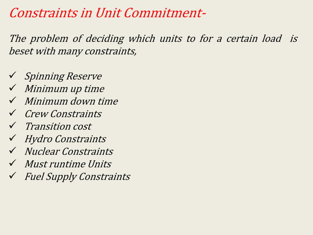 Unit 5 Economic Load Dispatch And Unit Commitment