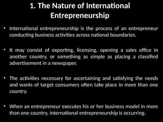 Unit 5 ENTREPRENEURIAL DEVELOPMENT-INTERNATIONAL ENTREPRENEURSHIP ...