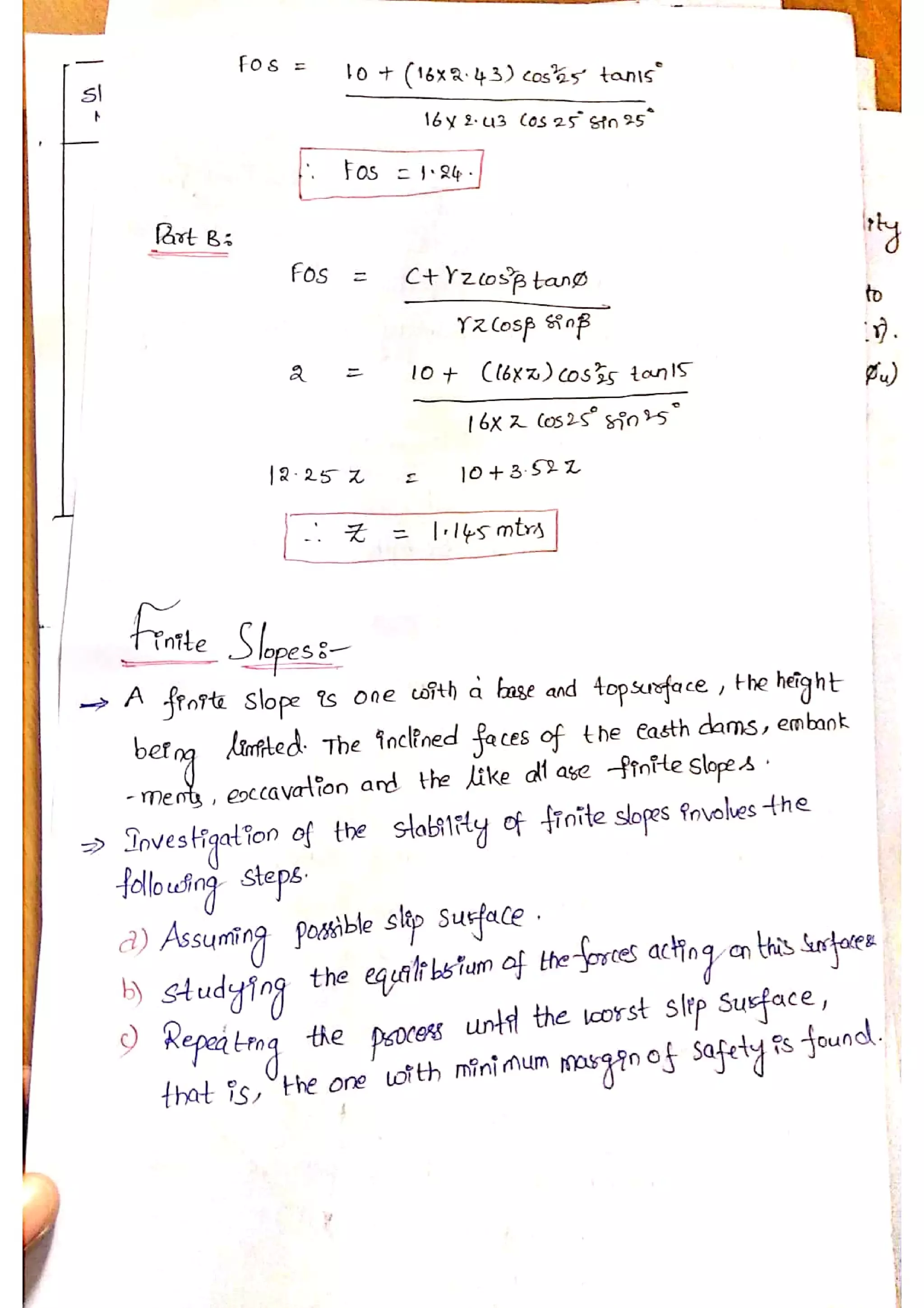 Slope stability Hand written notes | PDF