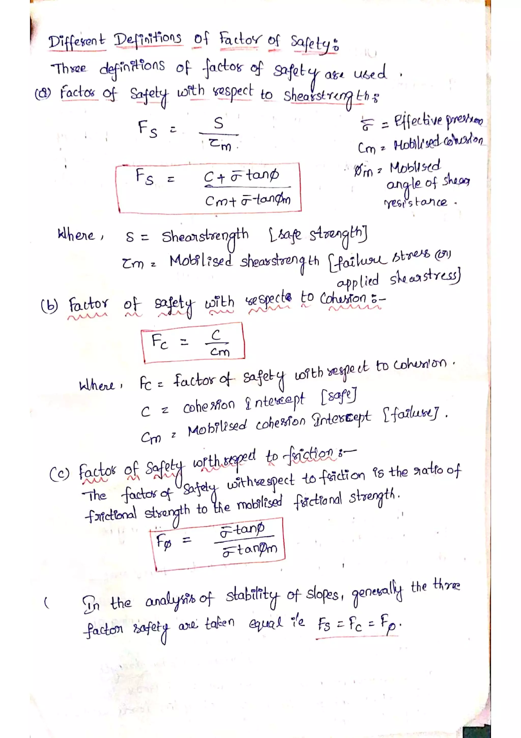 Slope stability Hand written notes | PDF