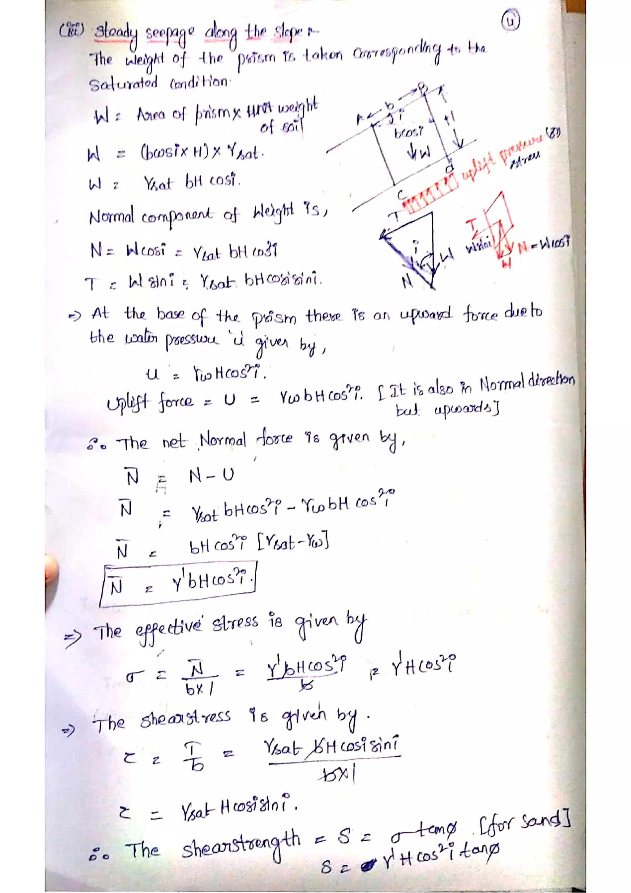Slope stability Hand written notes | PDF