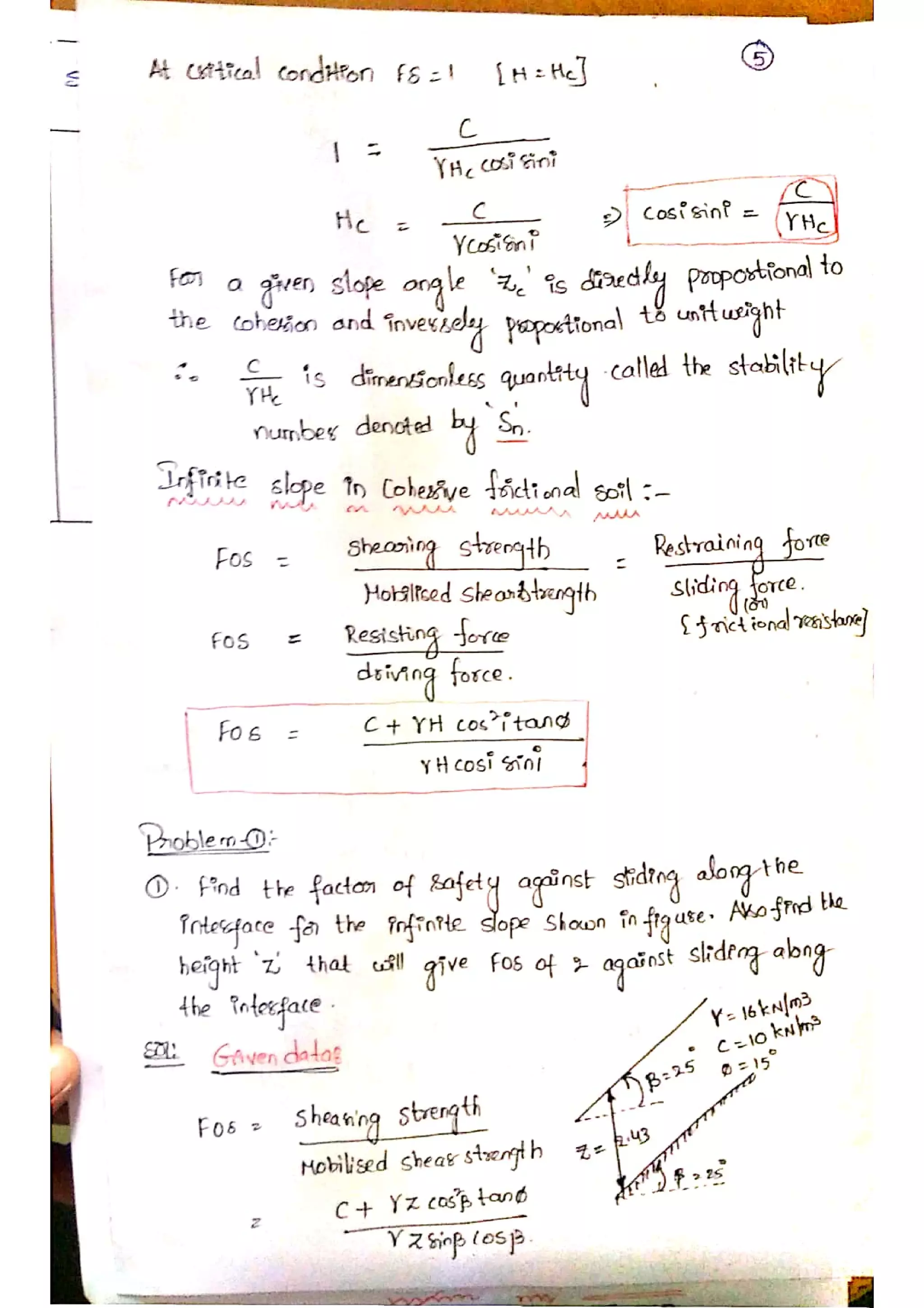 Slope stability Hand written notes | PDF