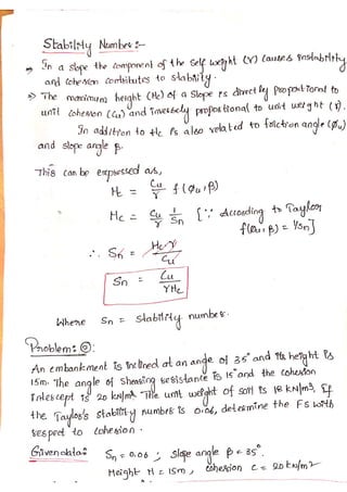 Slope stability Hand written notes | PDF