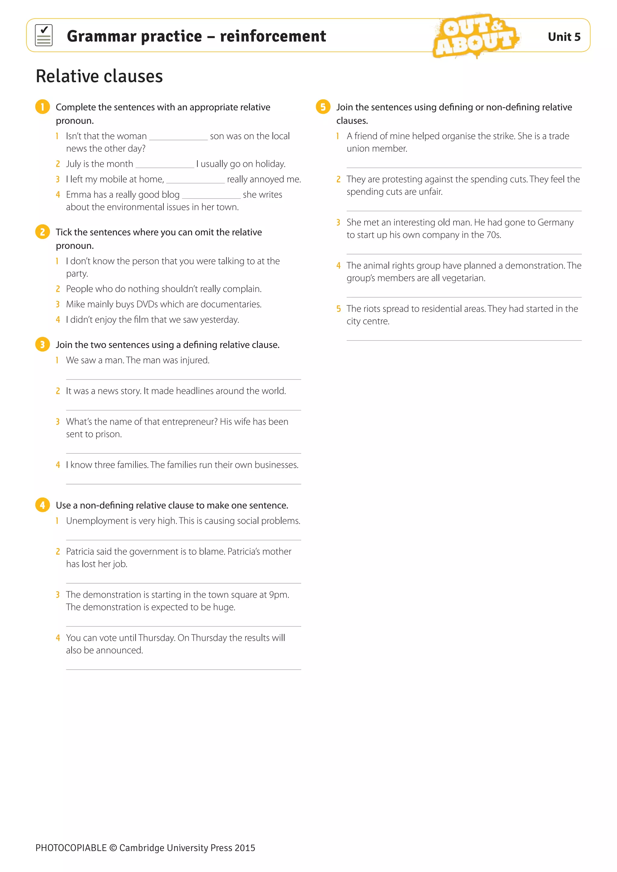 Unit 5 grammar practice reinforcement | PDF
