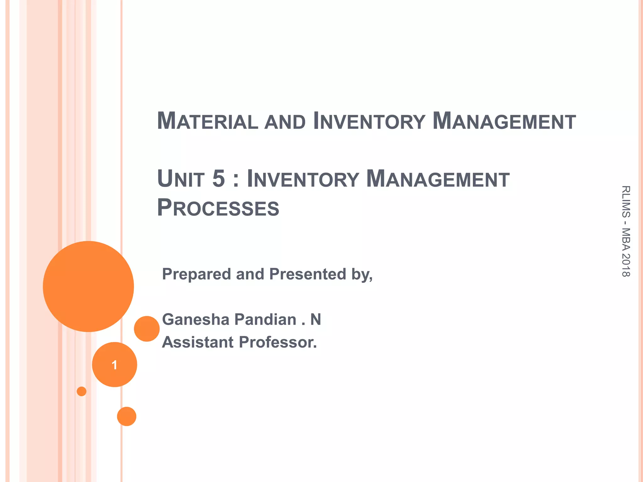 Unit 5 inventory management processes | PPTX