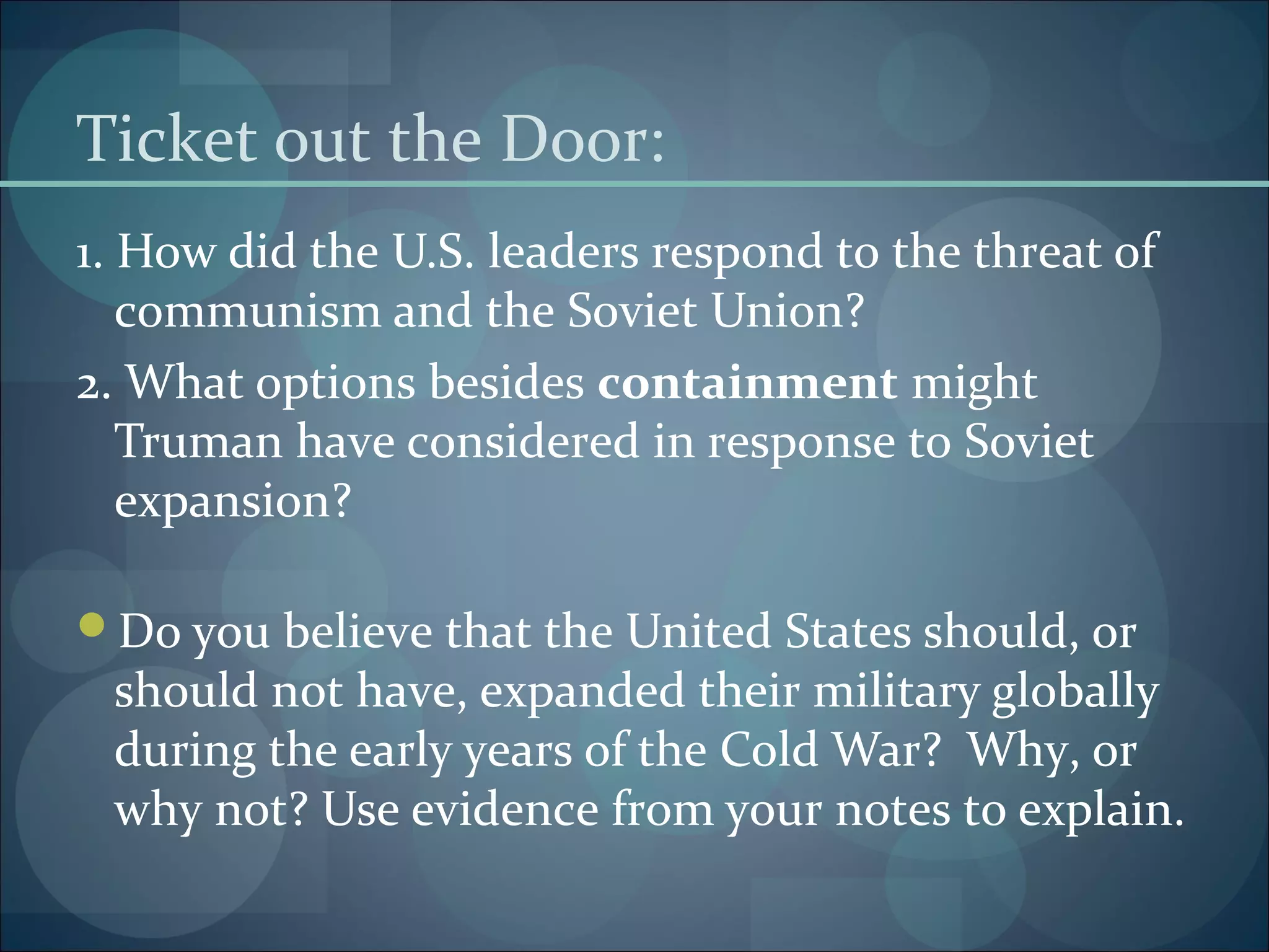 Unit 5 lesson 1 the cold war begins | PPT