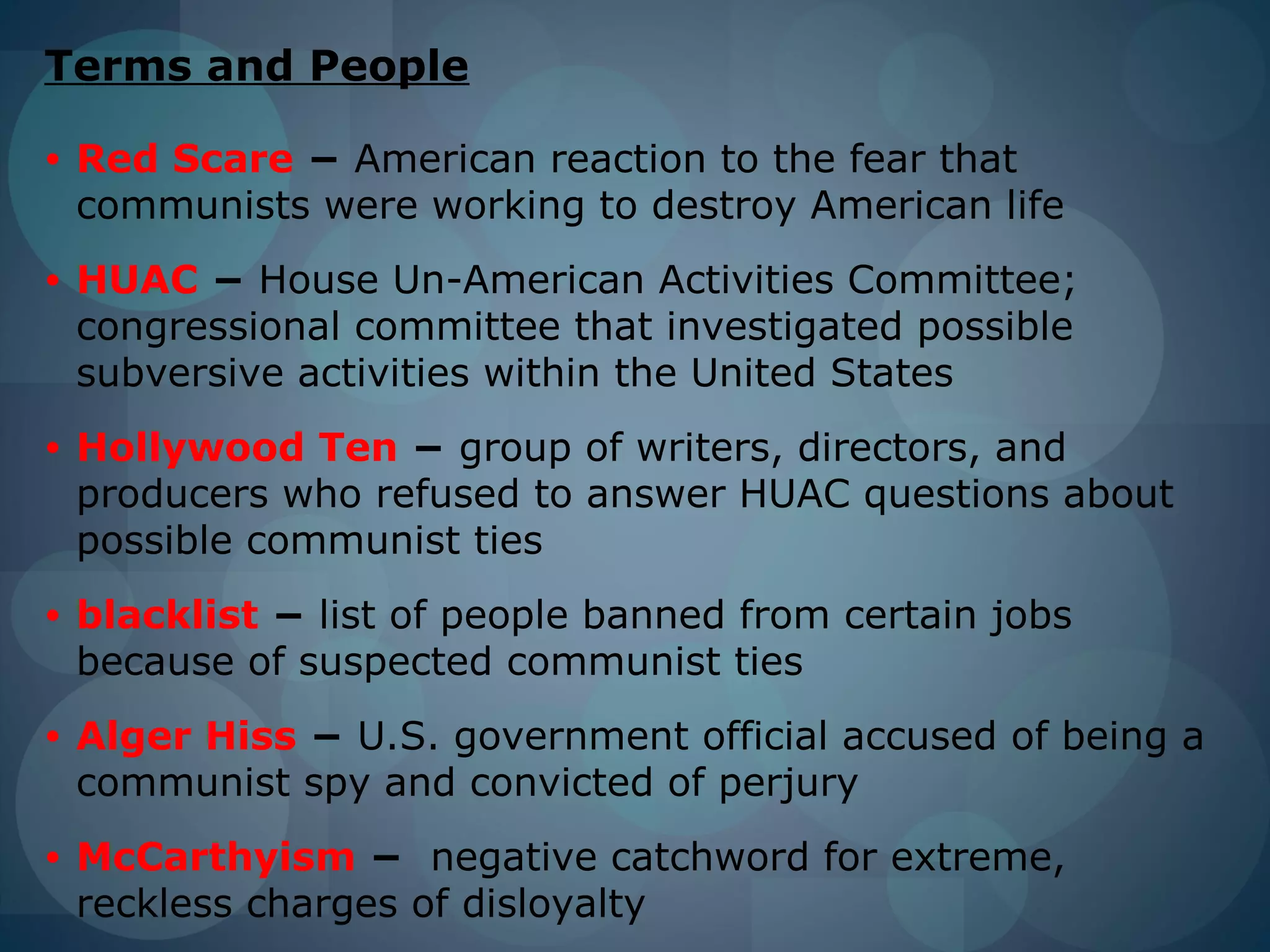 Unit 5 lesson 4 the cold war at home | PPT