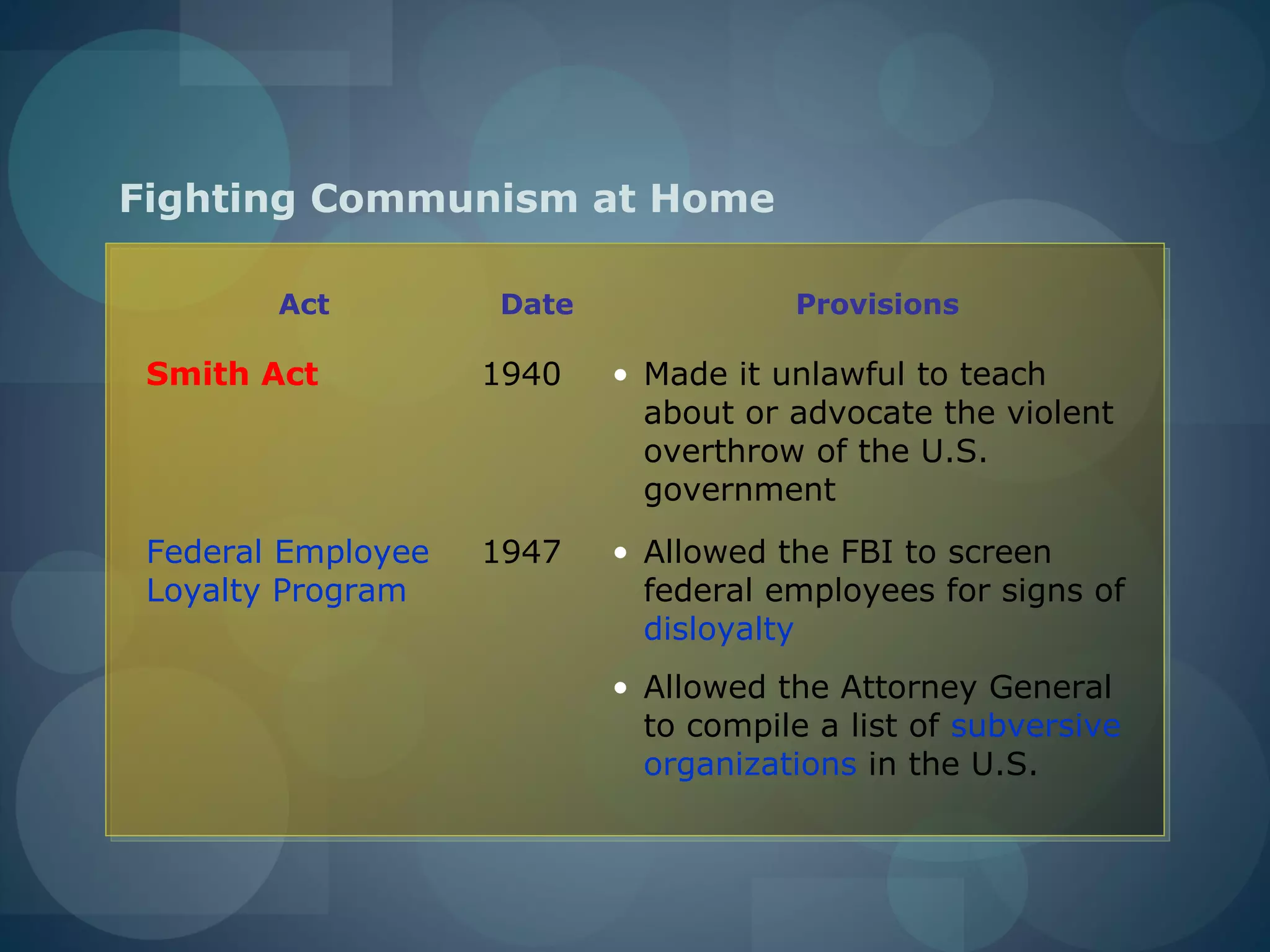 Unit 5 lesson 4 the cold war at home | PPT