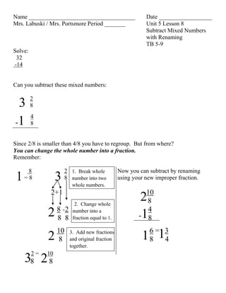 Unit 5 lesson 8 sub with renaming | DOCX
