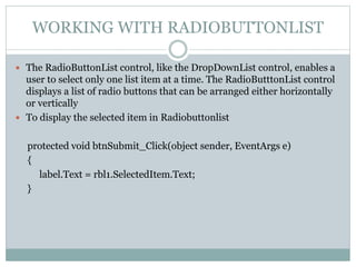 UNIT 5 list controls.pptx | Web Design and HTML | Internet