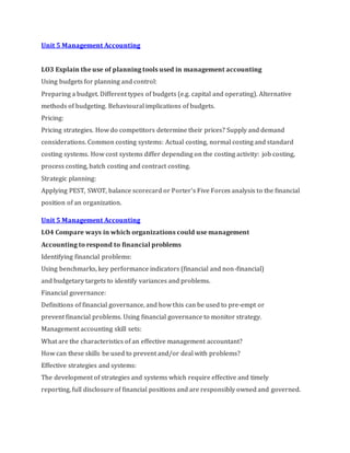 Unit 5 management accounting | DOCX