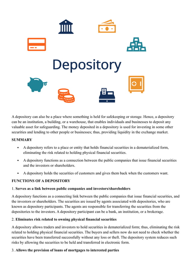 UNIT-5 DEPOSITORY AND CUSTODIAL SERVICES | DOCX