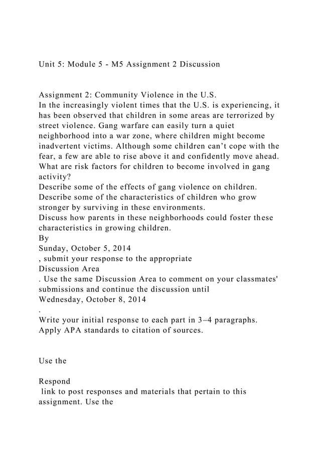 Unit 5 Module 5 - M5 Assignment 2 DiscussionAssignment 2 C.docx