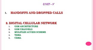 UNIT 5 new -Handoff technique in cellular communication | PPT