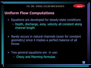 Unit 5 Open Channel flow.pdf Unit 5 Open Channel flow | PDF