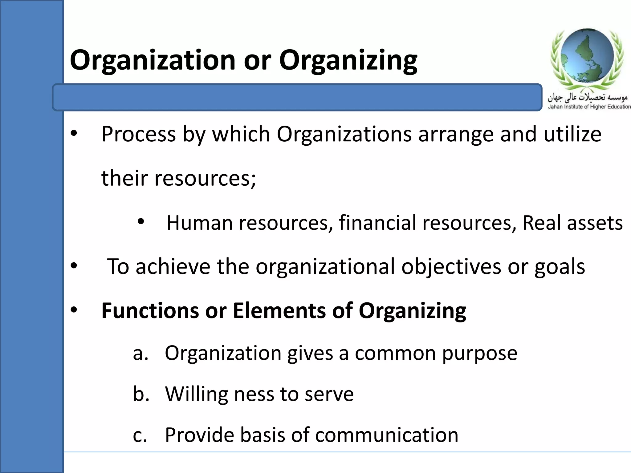 Unit 5 organizing function of the management | PPTX