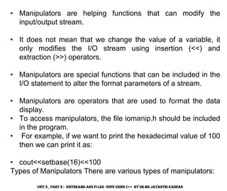 C++ IOSTREAMS and Files OOPs using Adv C++ | PDF