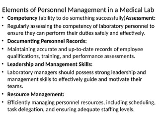 Personnel management for medical laboratory | PPTX