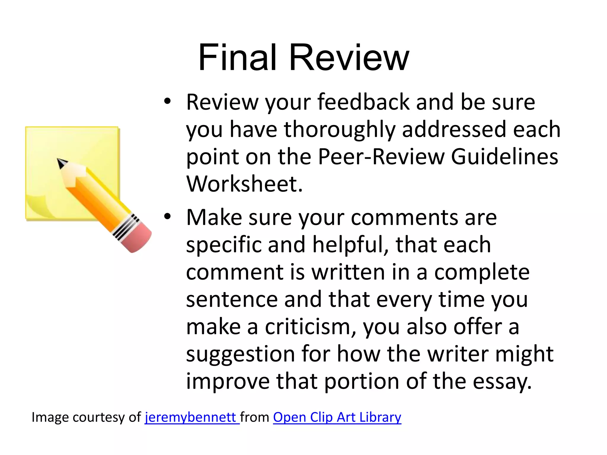 Peer-Review Guidelines Lecture | PPTX | Education