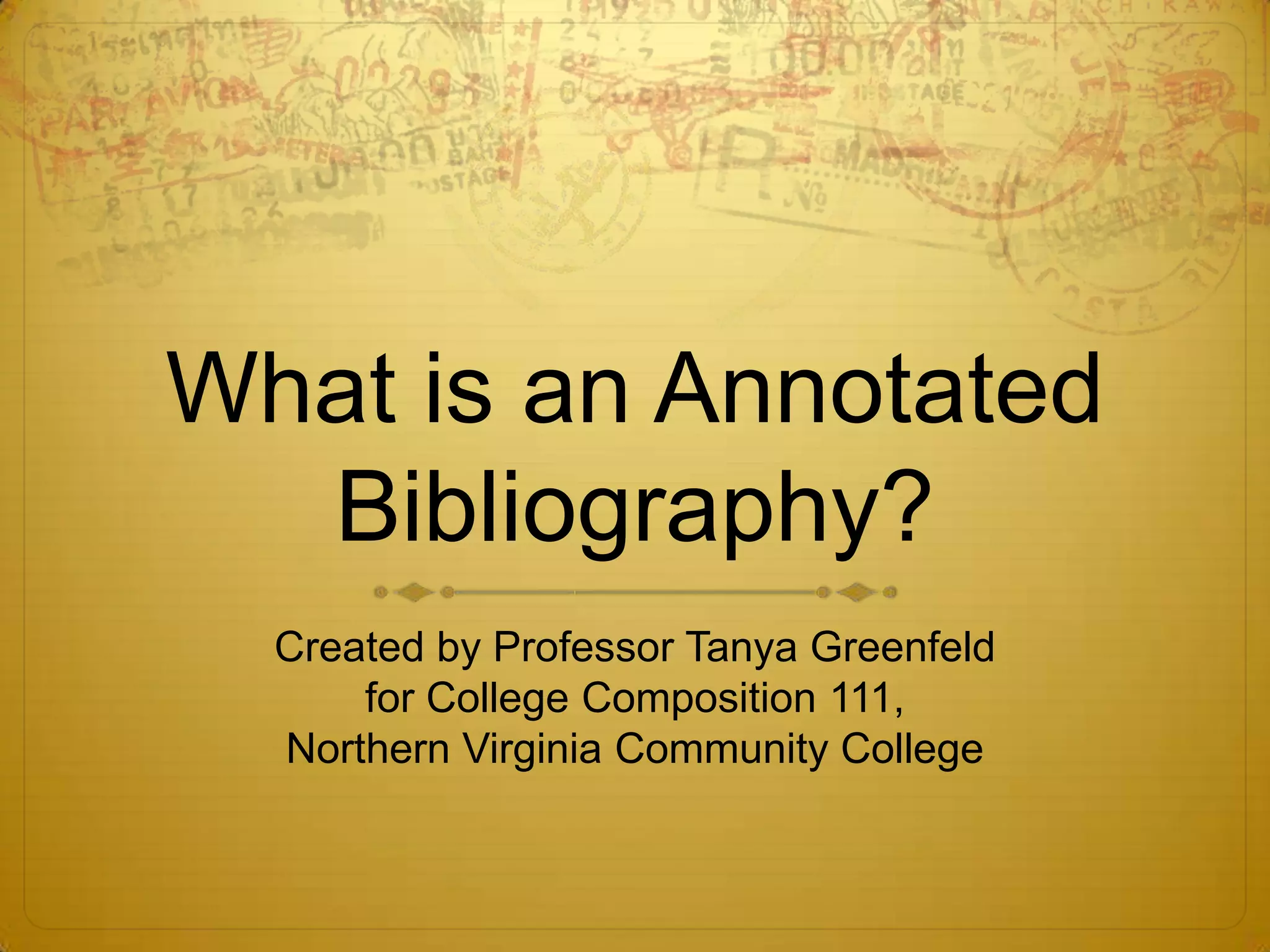 What is an Annotated Bibliography? | PPT