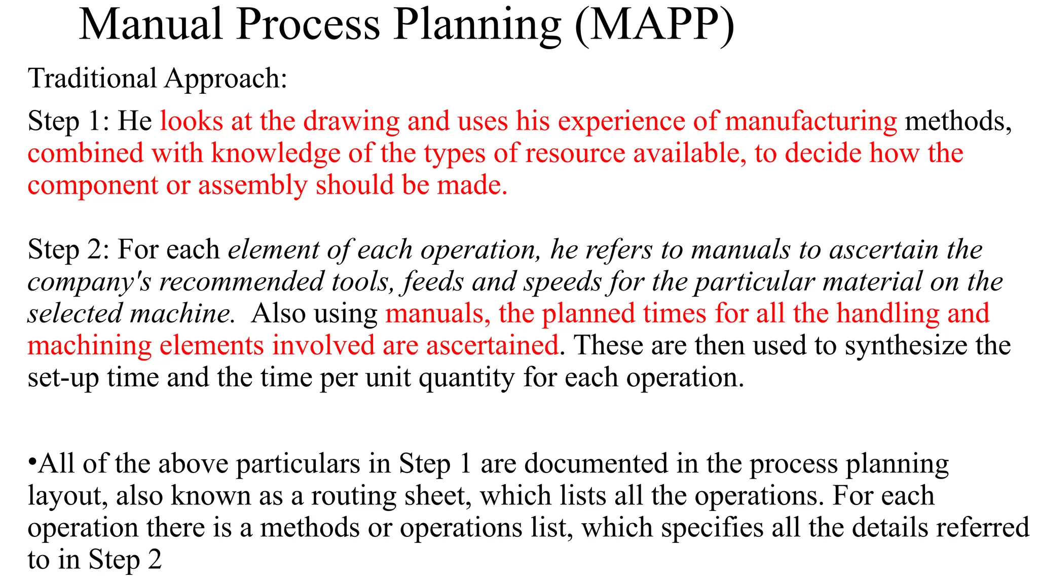 PROCESS PLANNING. steps in process selection | PPT