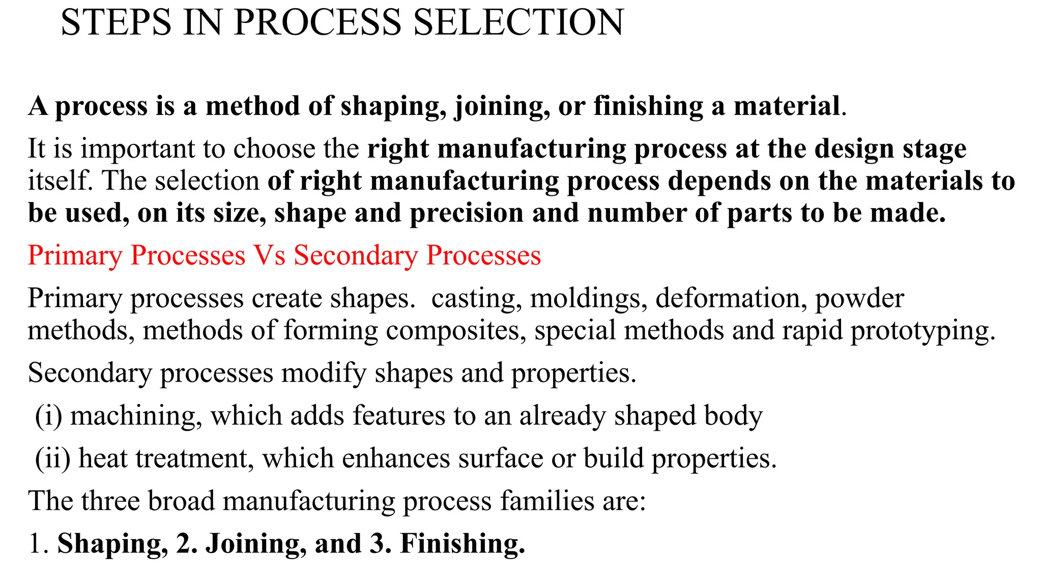 PROCESS PLANNING. steps in process selection | PPT