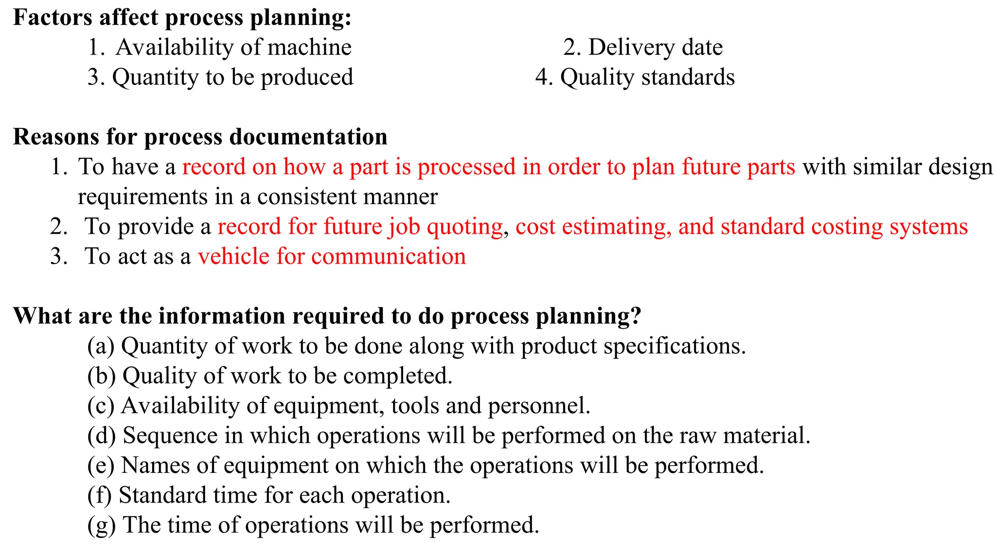 PROCESS PLANNING. steps in process selection | PPT