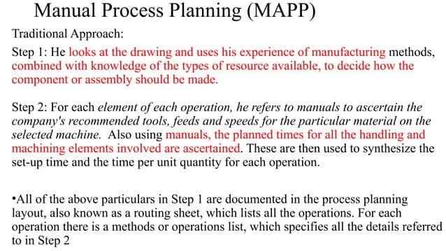PROCESS PLANNING. steps in process selection | PPT | Technology & Computing