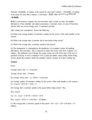 OR Unit 5 queuing theory | DOCX