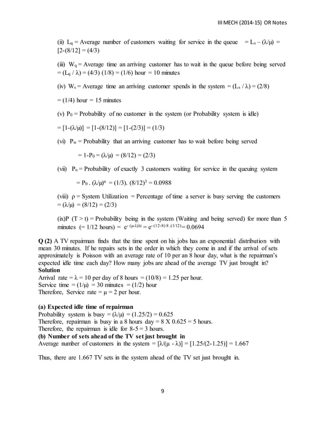 OR Unit 5 queuing theory | DOCX | Travel