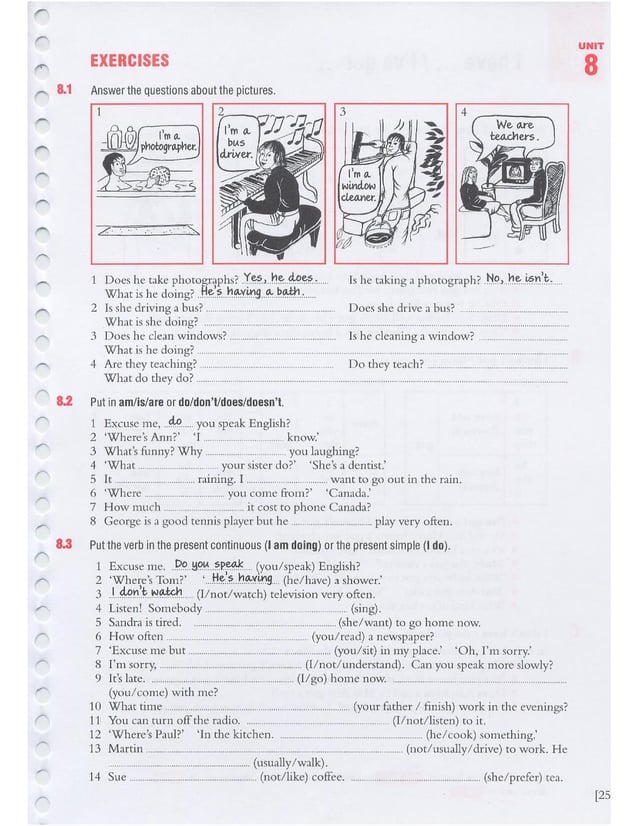 Unit 5 review part 2 present continuous vs simple present | PDF