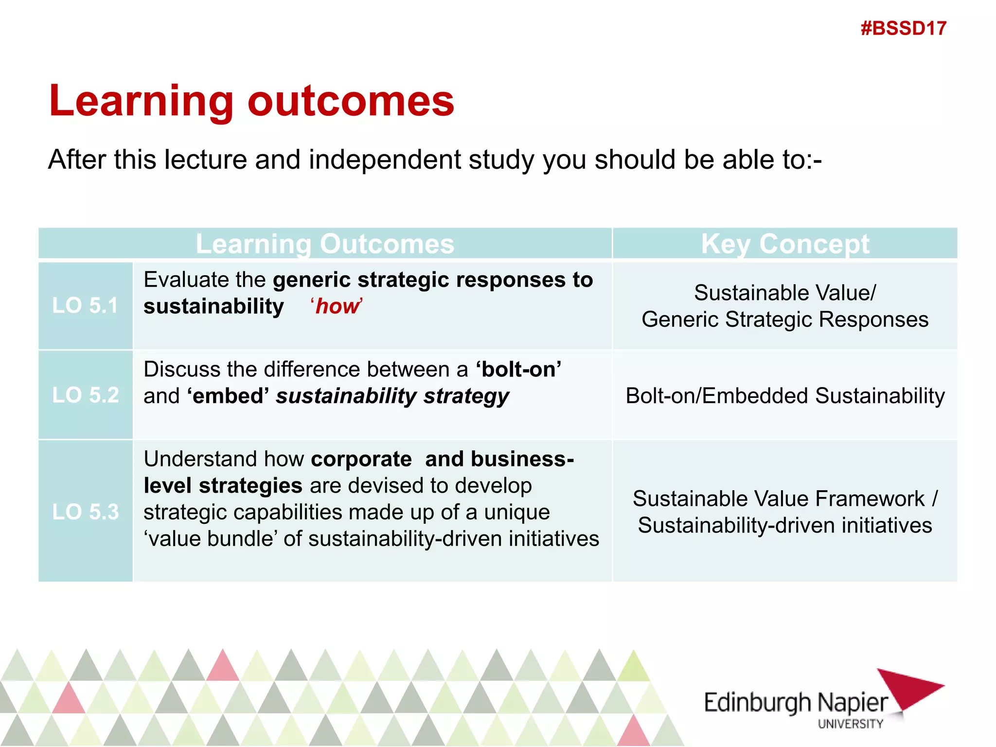 Lecture: Embeddding Sustainability into Strategy | PPTX