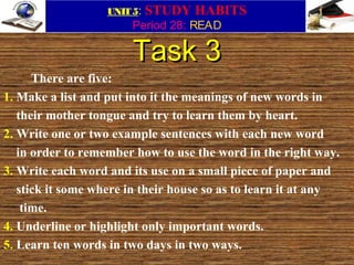 Unit 5 study habits read | PPT | Homework and Study | Education