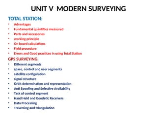 Unit 5 Surveying Modern methods TS GPS | PPTX
