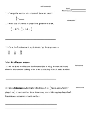Unit 5 test review | DOCX
