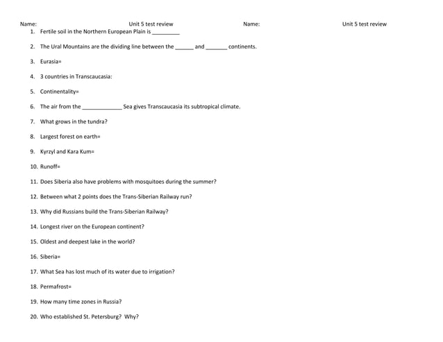 Unit 5 test review | PPT