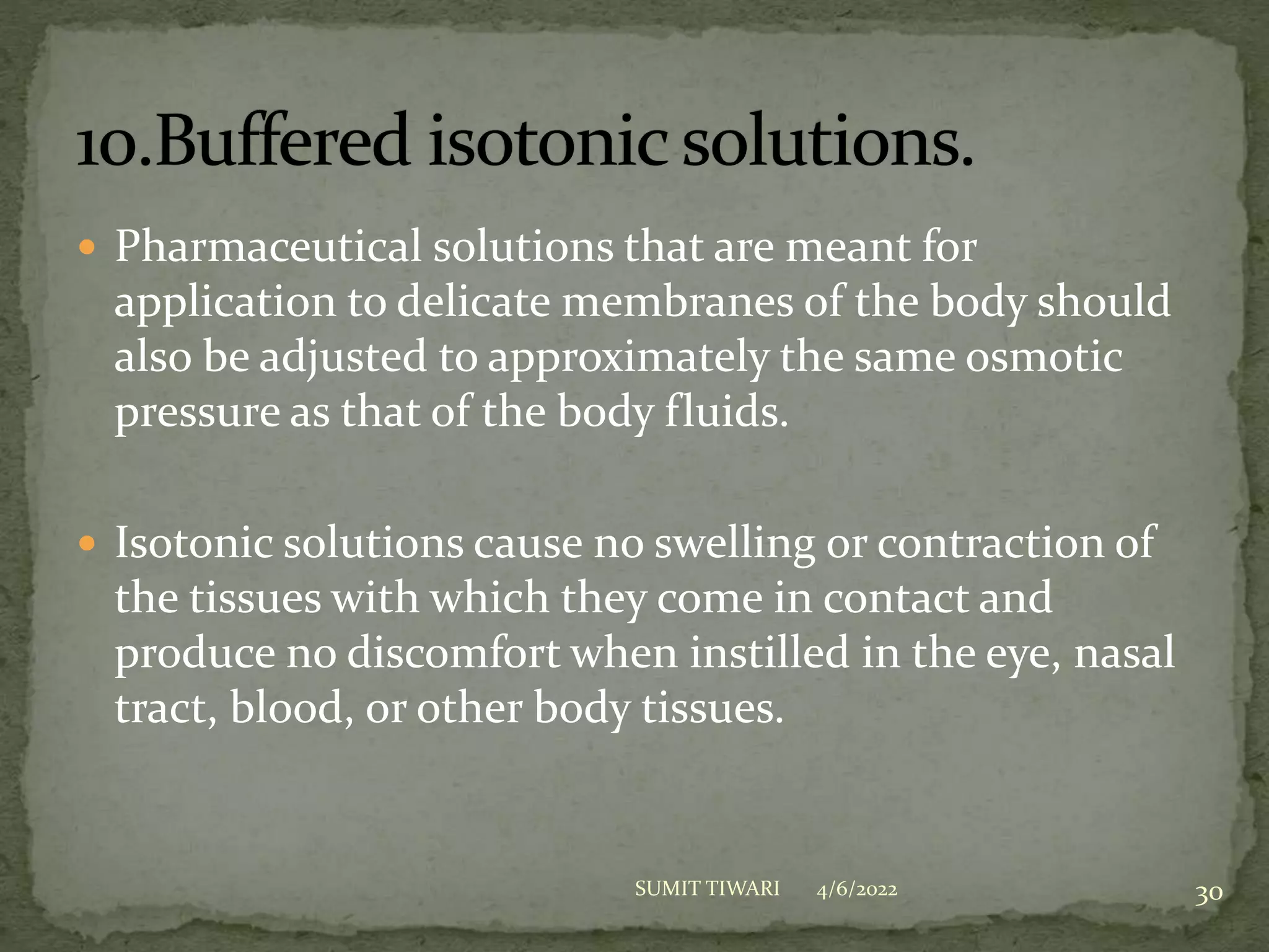 UNIT 5TH - pH, buffers and Isotonic solutions | PPTX