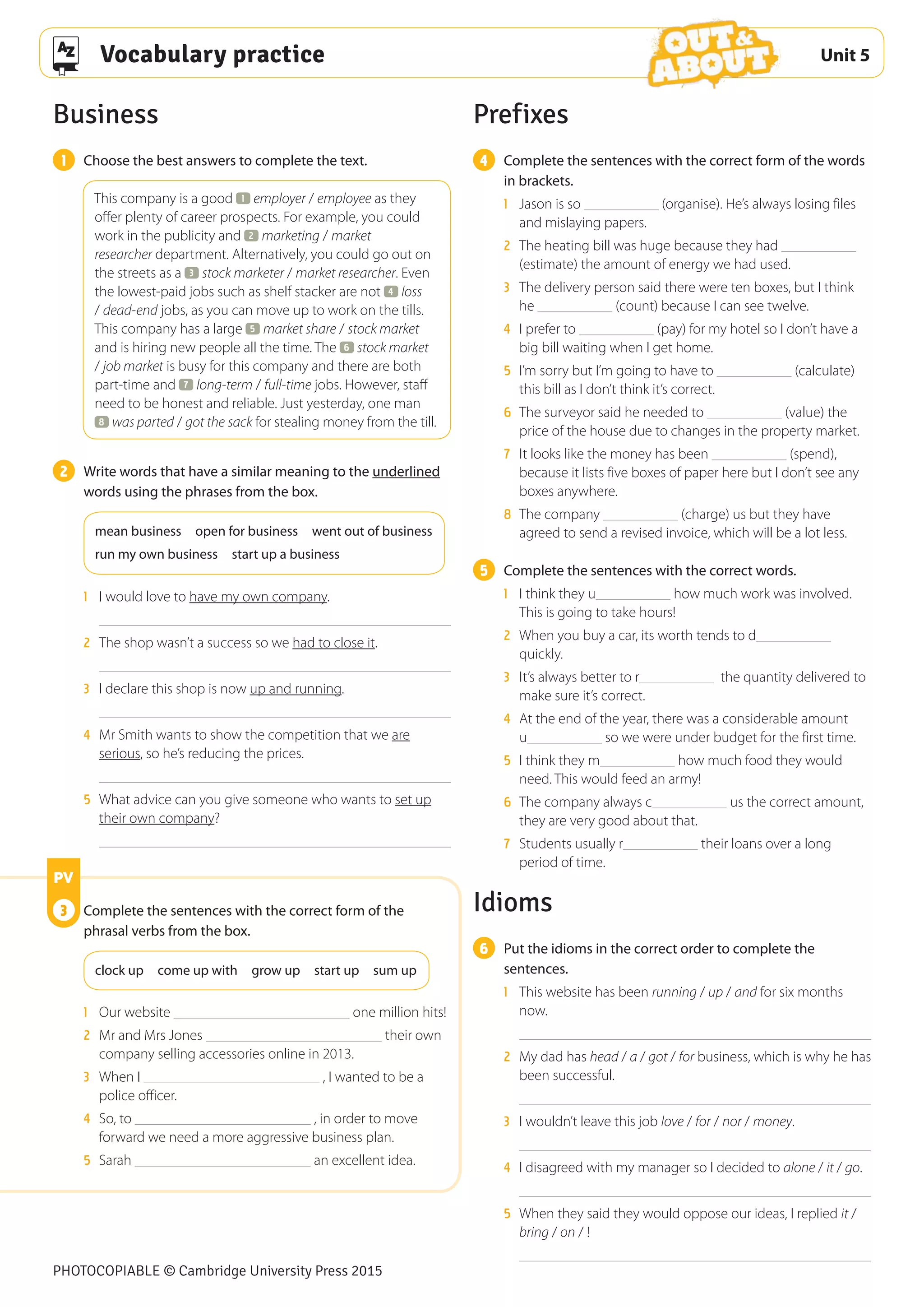 Unit 5 vocabulary practice | PDF