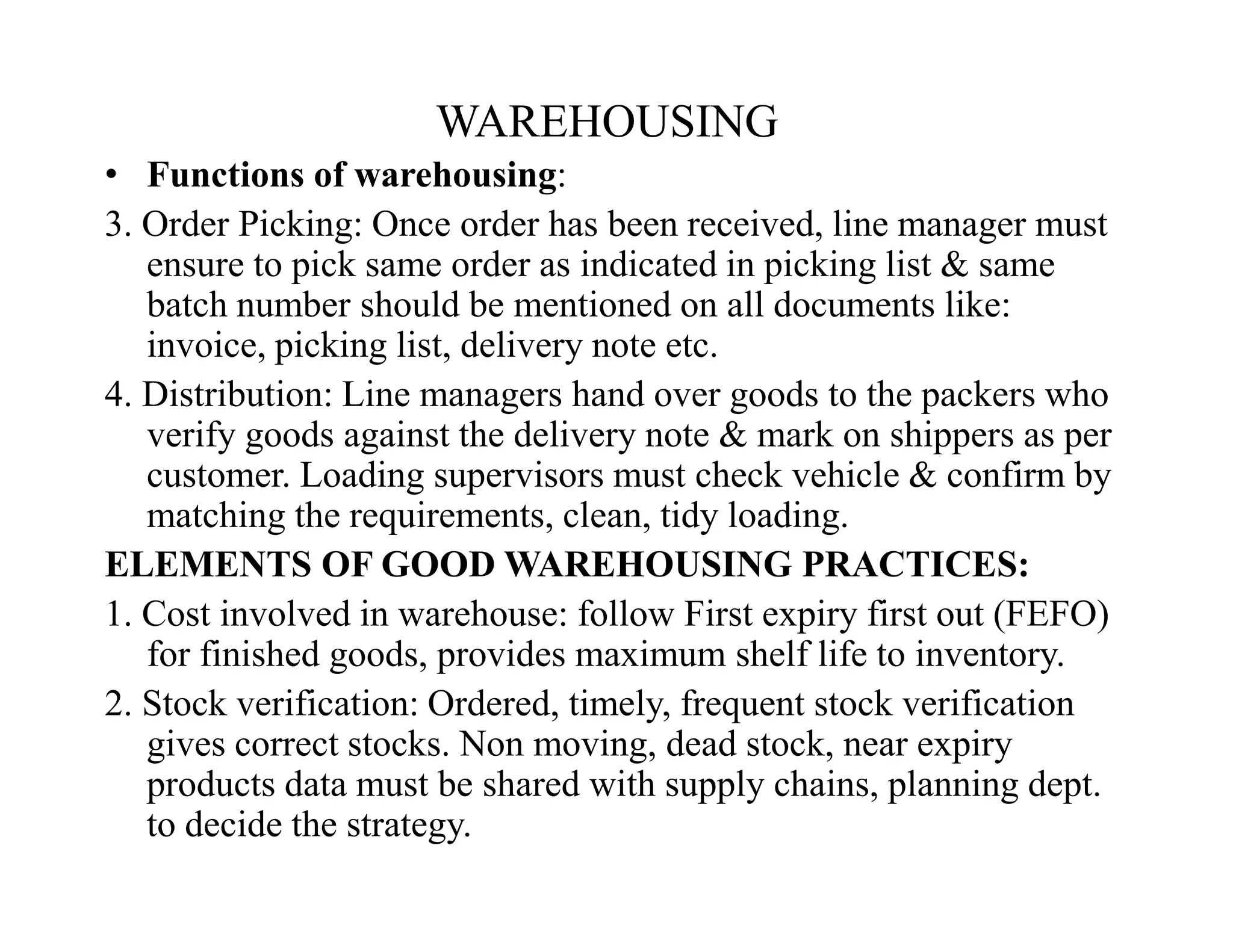 warehousing: Good warehousing practice, materials management | PDF