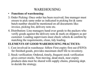 warehousing: Good warehousing practice, materials management | PDF