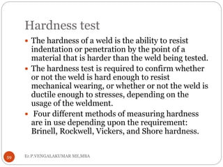 Unit 5 DESIGN OF WELD JOINTS, WELDABILITY AND TESTING OF WELDMENTS | PPSX