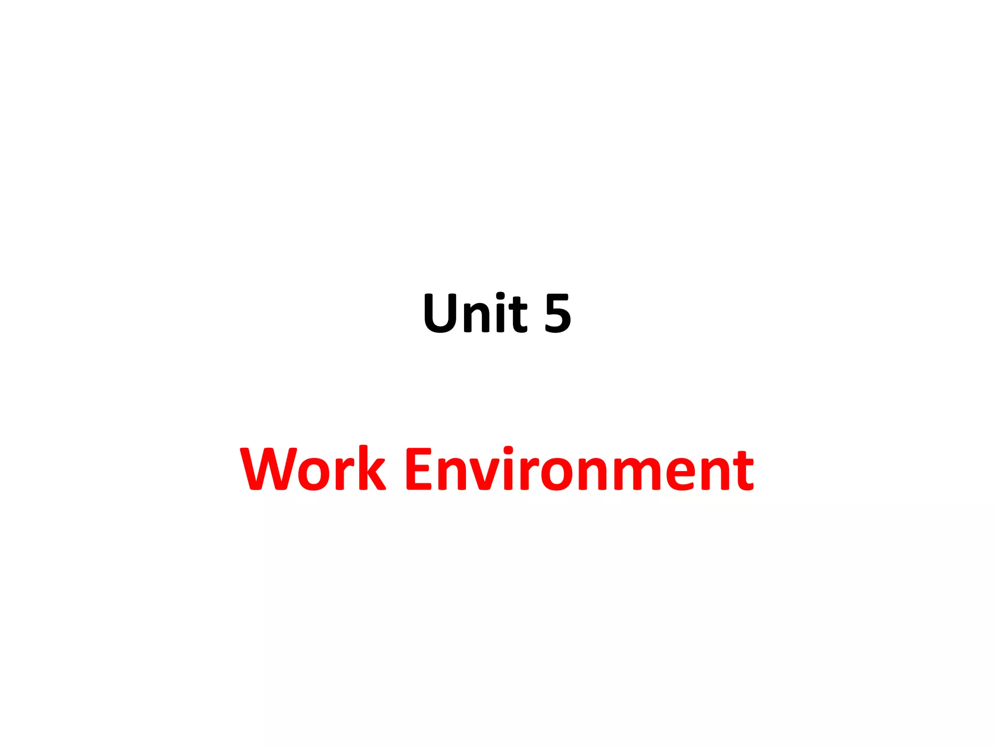 Unit 5 work environment | PPTX