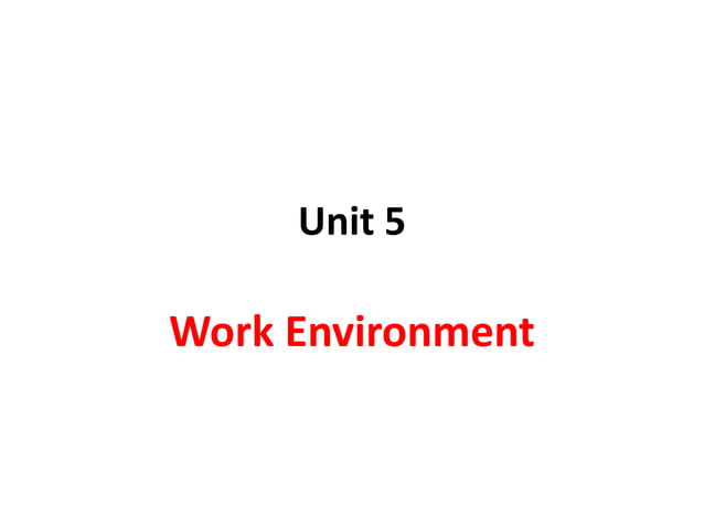 Unit 5 work environment | PPTX