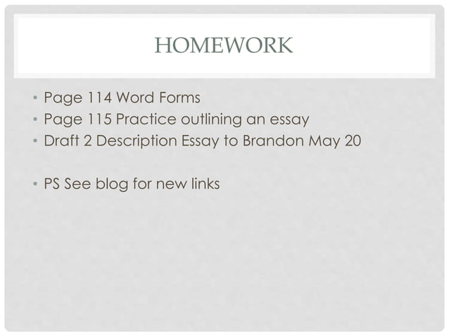 Unit 5 writing lecture notes | PPTX | Homework and Study | Education