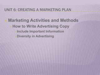 Unit 6 | PPTX | Marketing and Advertising | Business