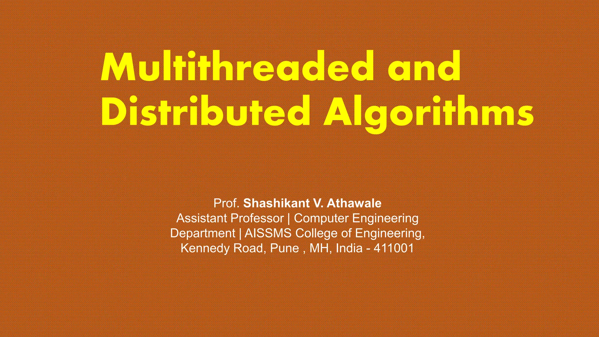 Multi Threaded And Distributed Algorithms Ppt Computing