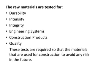 Material Testing, Machines And Equipment Requirements | PPTX