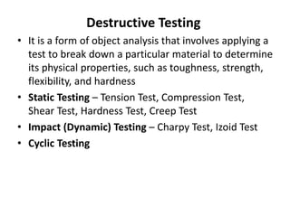 Material Testing, Machines And Equipment Requirements | PPTX