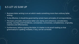 Unit 6.pptx Principles of letter Writing | PPTX