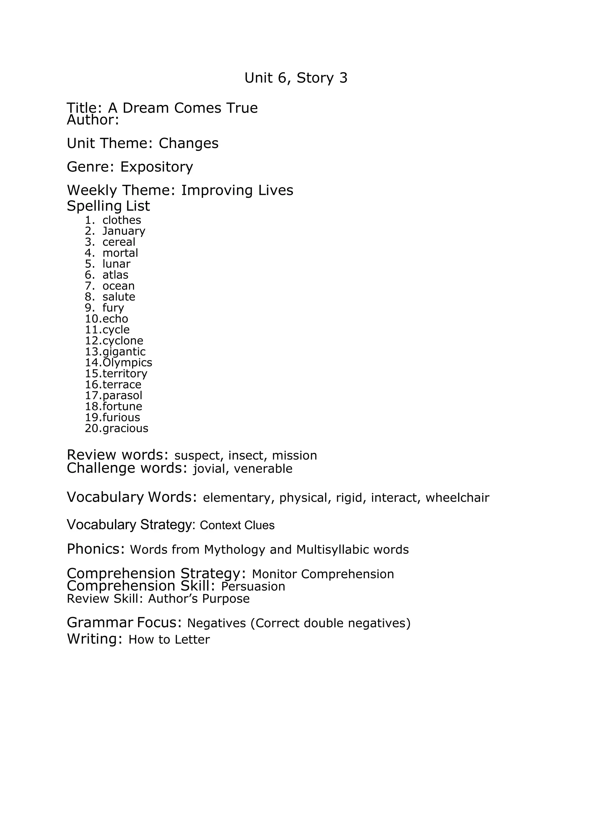 Unit 6 3 focus wall outline | DOCX
